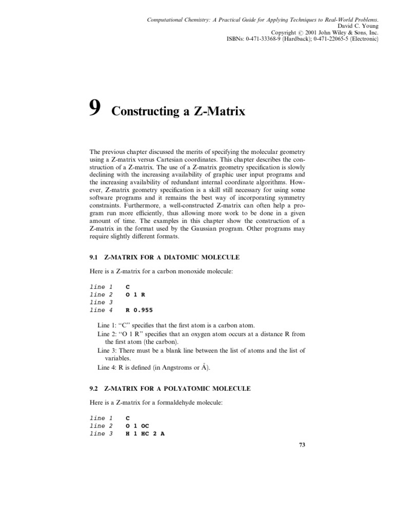 Constructing A Z Matrix | PDF | Computational Chemistry | Molecules