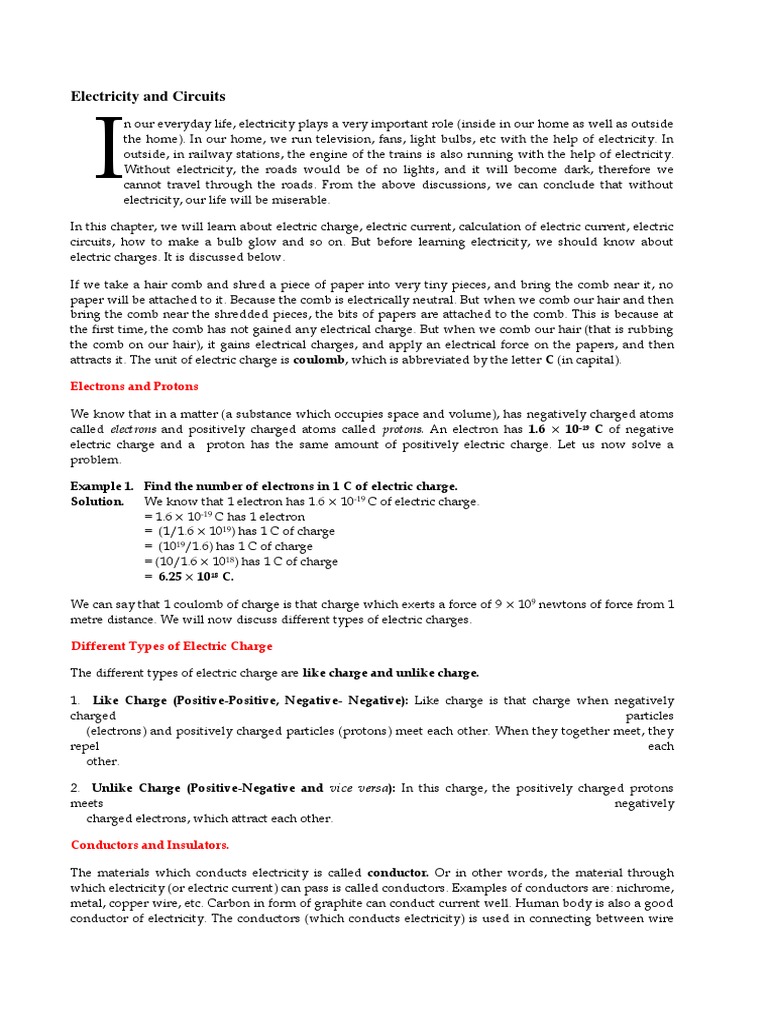 Electricity and Circuits | PDF | Electric Charge | Electric Current