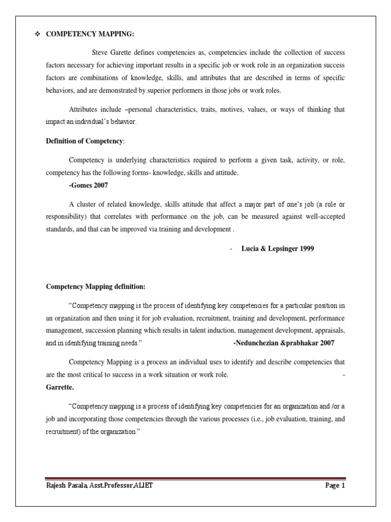 Competency Mapping: A Process for Identifying Key Competencies and ...