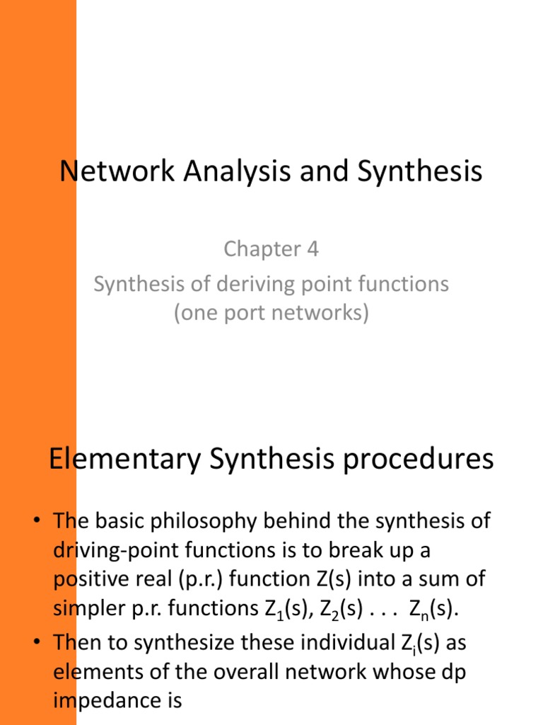 Network Analysis and Synthesis: Synthesis of Deriving Point Functions ...