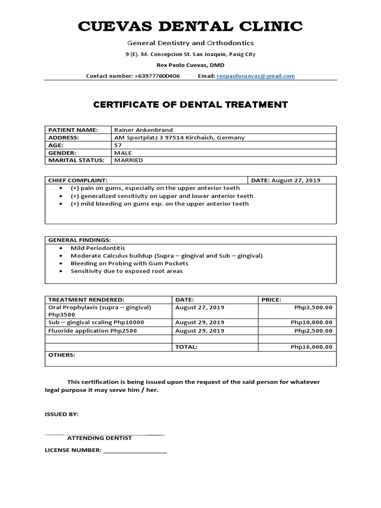 Certificate of Treatment | PDF