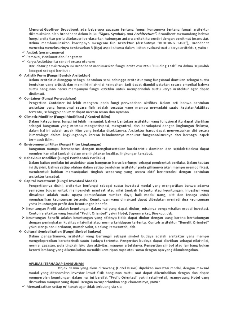 Fungsi Dalam Arsitektur Menurut Geoffrey Broadbent | PDF
