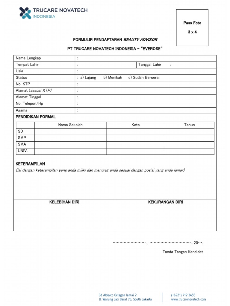 Formulir Data Diri Ba | PDF