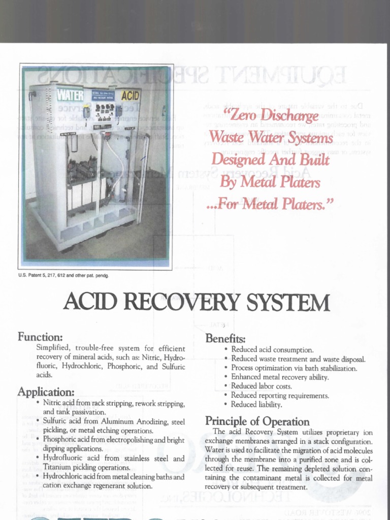 Acid Recovery System | PDF | Acid | Metals