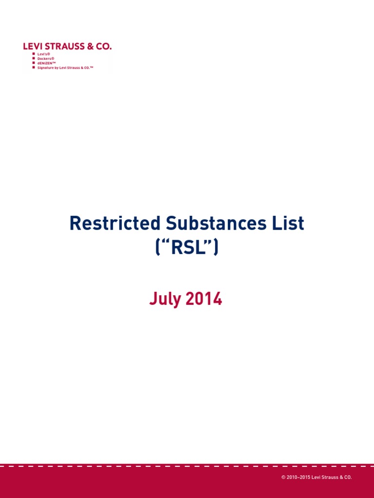 Restricted Substances List ("RSL") : July 2014 | PDF | Chromium ...