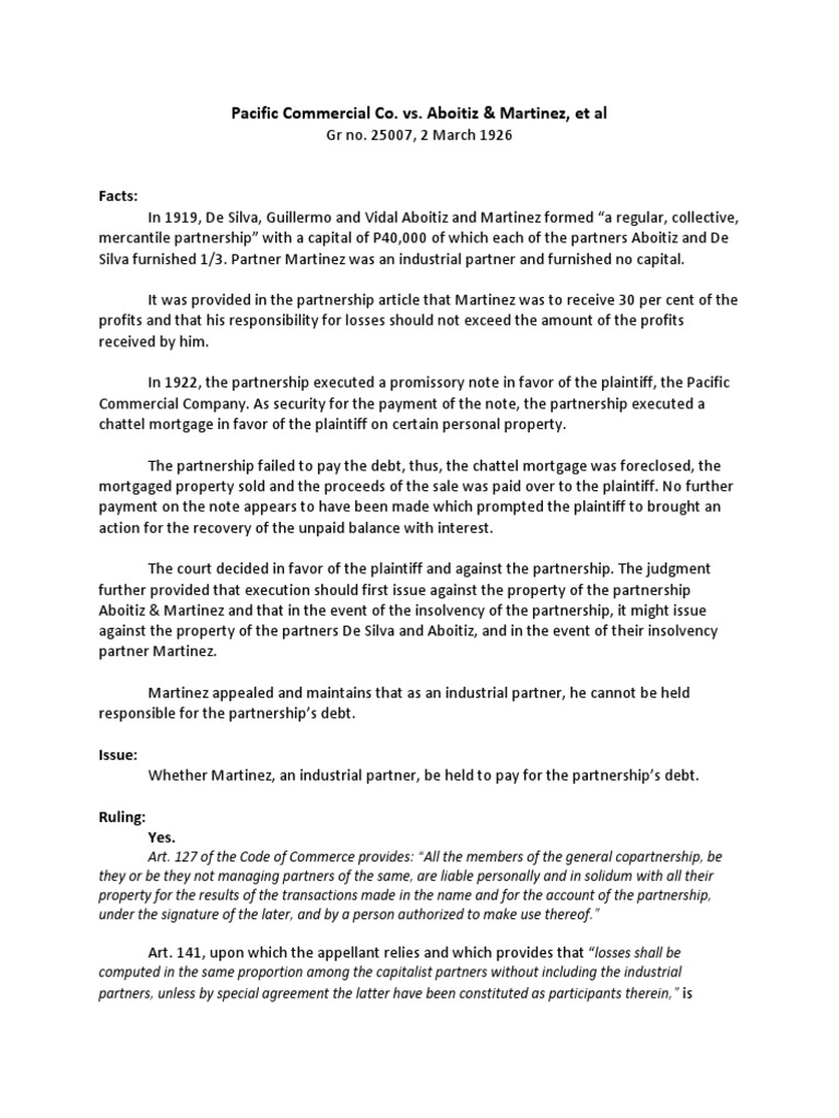 Pacific Commercial Co | PDF | Partnership | Promissory Note