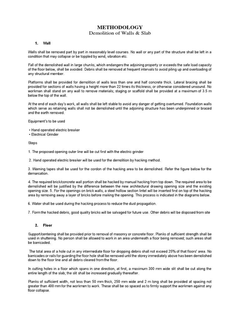 Methodology Demolition | PDF | Demolition | Brick