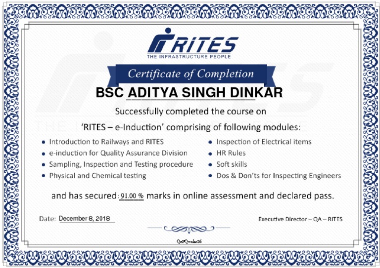 Certificate of Completion (E-Learning) | PDF