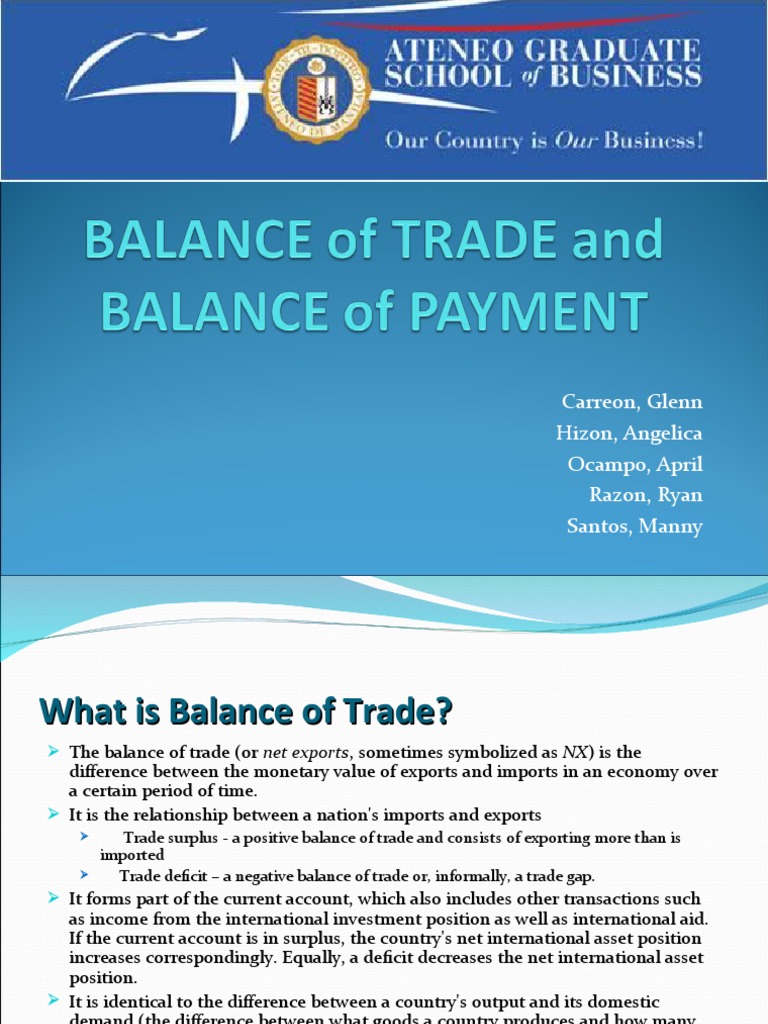 Trade & Payments Explained | PDF | Balance Of Payments | Balance Of Trade