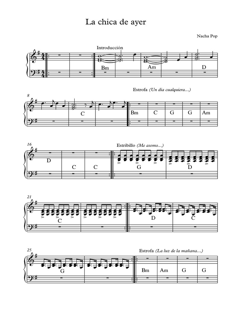 01. La Chica de Ayer. Nacha Pop - Partitura Completa 01. La Chica de Ayer. Nacha Pop - Partitura Completa