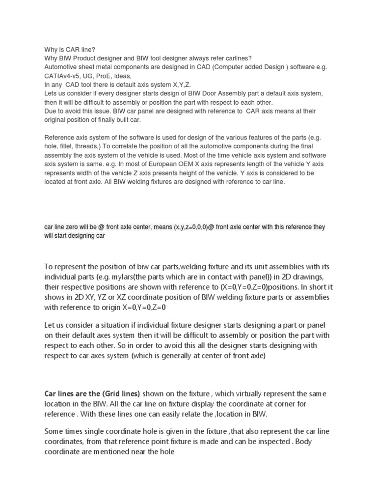 Why car lines are used in BIW design | PDF | Cartesian Coordinate ...