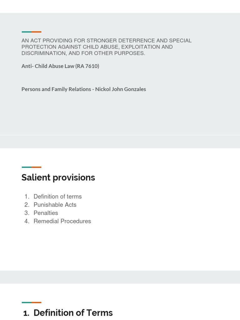 Special Protection of Children Act RA 7610 | PDF | Child Abuse | Social ...