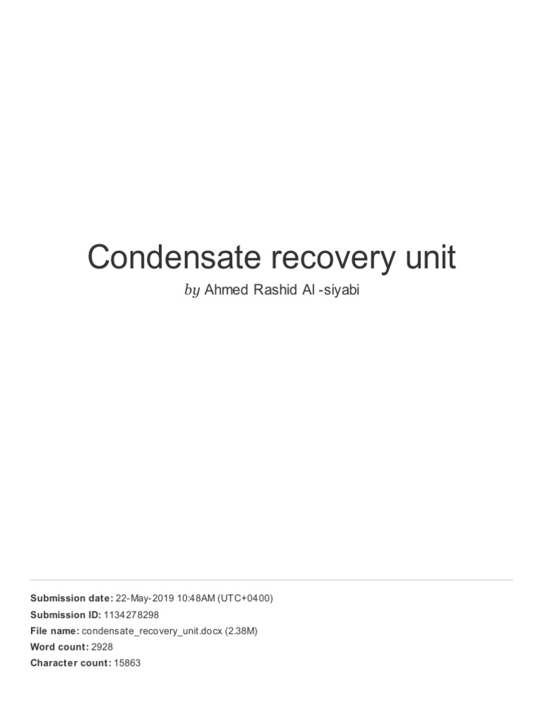 Condensate Recovery Unit | PDF