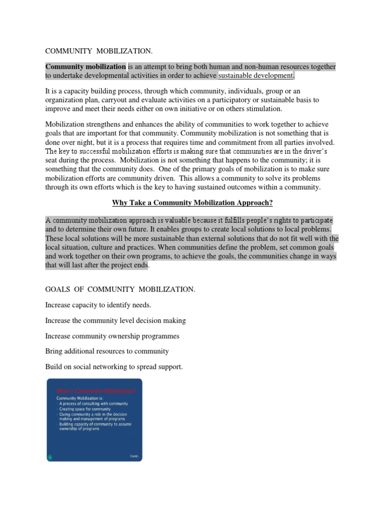 Community Mobilization | Download Free PDF | Community | Sociological ...