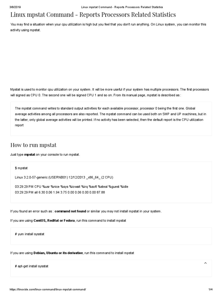 Linux mpstat Command Guide | PDF | Central Processing Unit | Office ...