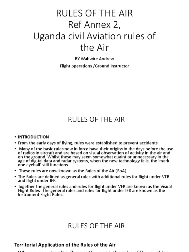 Rules of The Air | PDF | Instrument Flight Rules | Visual Flight Rules