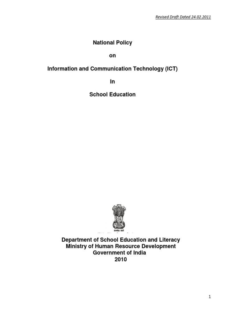 National Policy On Information and Communication Technology (ICT) in ...