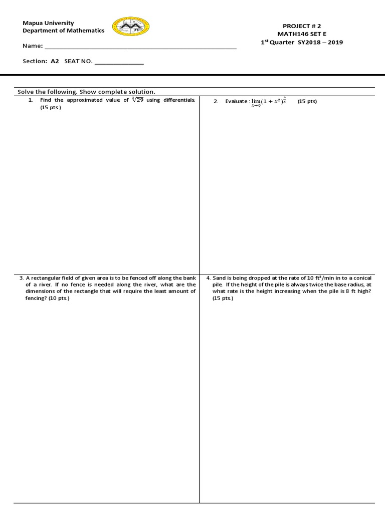 Math146 A2 Project#2 Set e | PDF