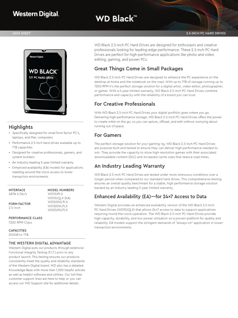 Data Sheet WD Black | PDF | Personal Computers | Hard Disk Drive