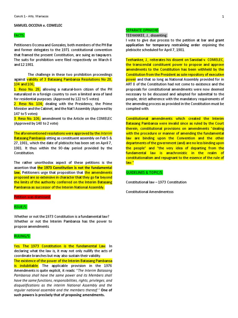 Consti Digest | PDF | Initiative | Constitutional Amendment