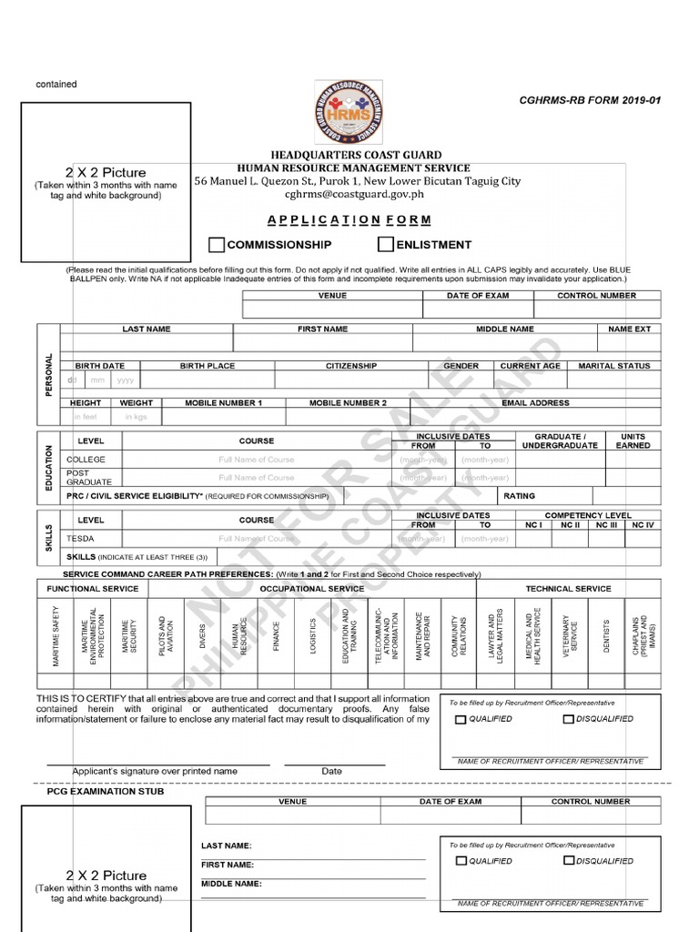 PCG Application Form 2019-1 | PDF