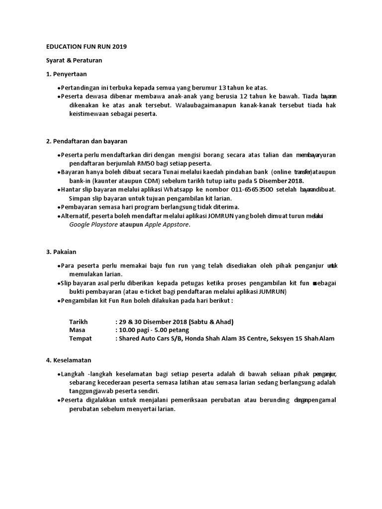 Peraturan Fun Run | PDF
