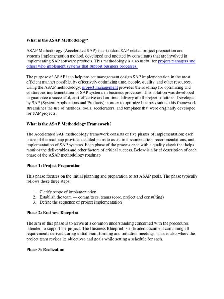 What Is The ASAP Methodology?: Project Managers and Others Who ...