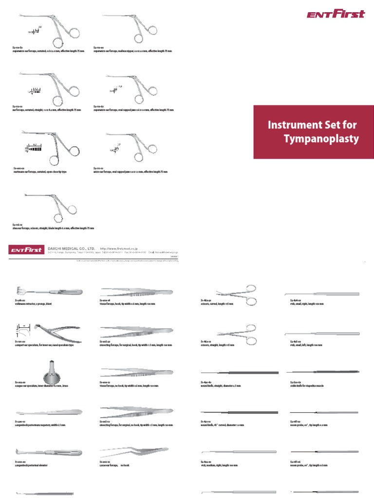 Tympanoplasty Instrument Set Overview | PDF | Ear | Nature