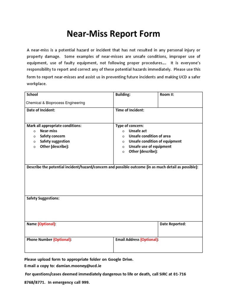Near Miss Blank Form | PDF
