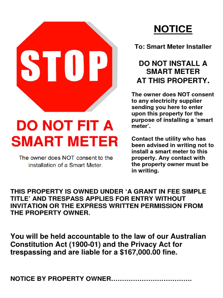 Do Not Install Smart Meter, Property Owner Refuses Consent | PDF