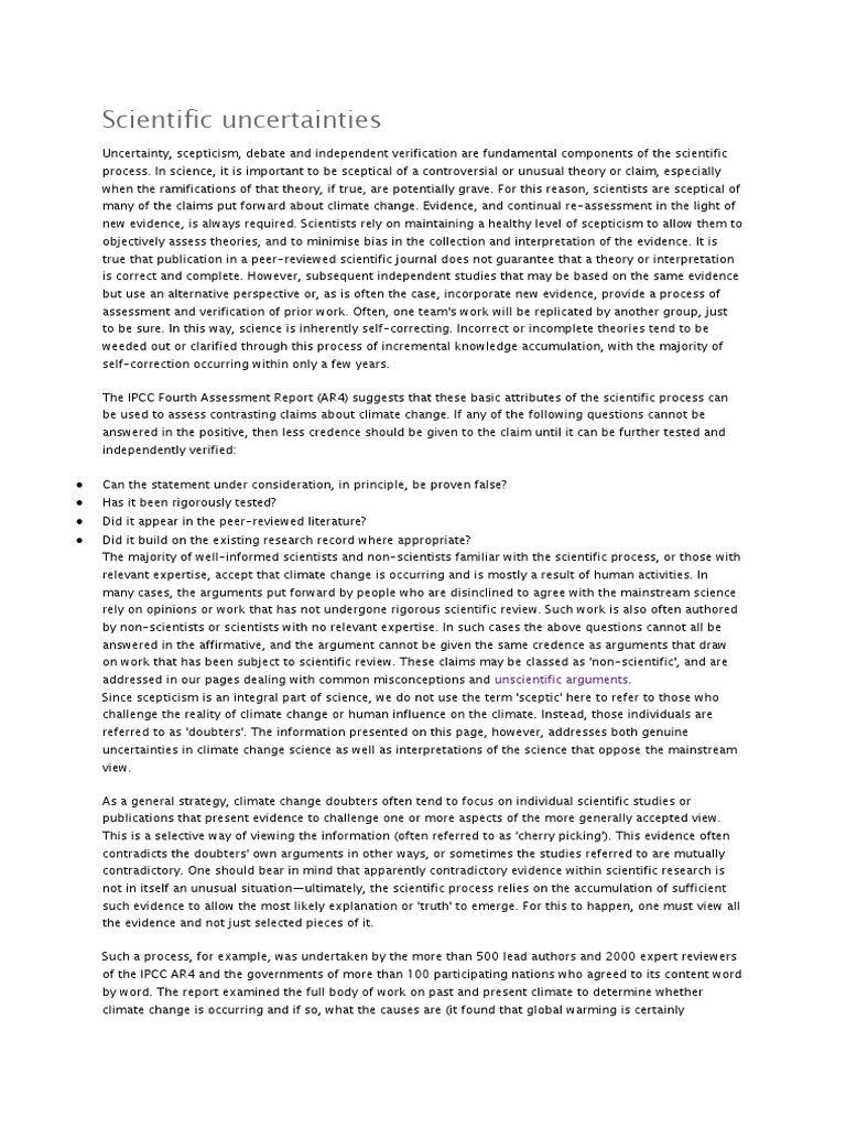 Climate Science: Understanding Uncertainty | PDF | Global Warming ...