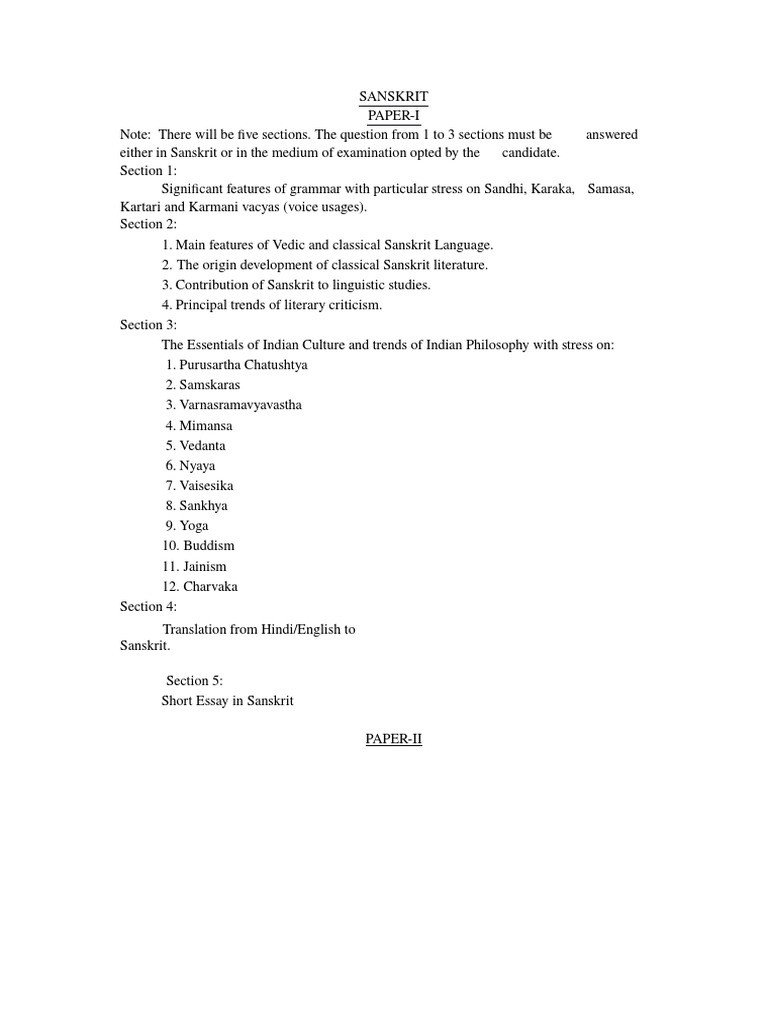 Sanskrit Syllabus | Download Free PDF | Sanskrit | Indian Philosophy