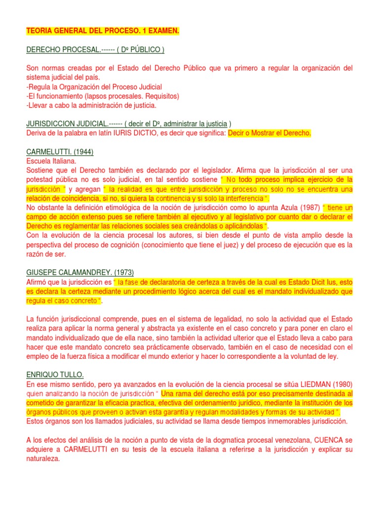Teoria General Del Proceso 1 Examen | PDF | Competencia (ley) | Jurisdicción