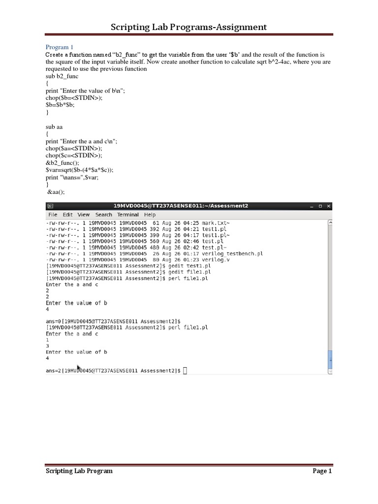 Scripting Lab Programs-Assignment: Program 1 | PDF