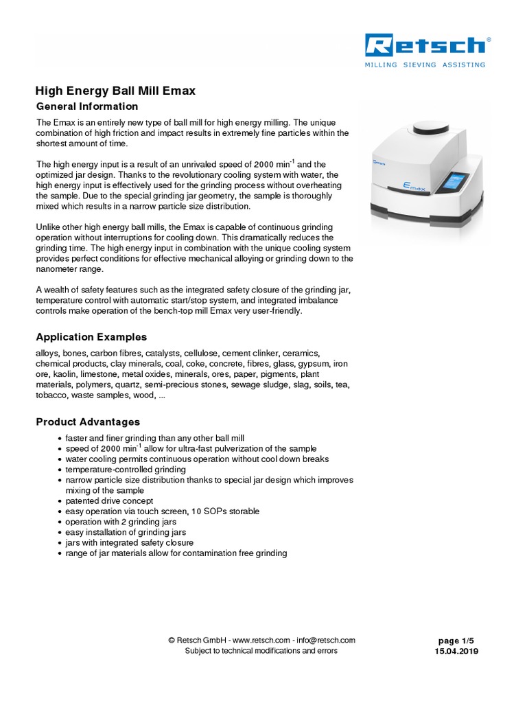 High Energy Ball MIll TEchnical Specifications PDF | PDF | Mill ...