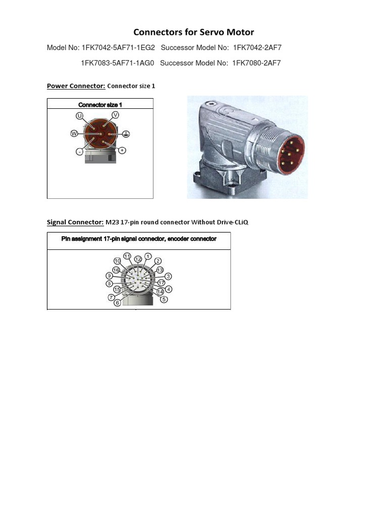 Servo Motor Connectors Overview | PDF