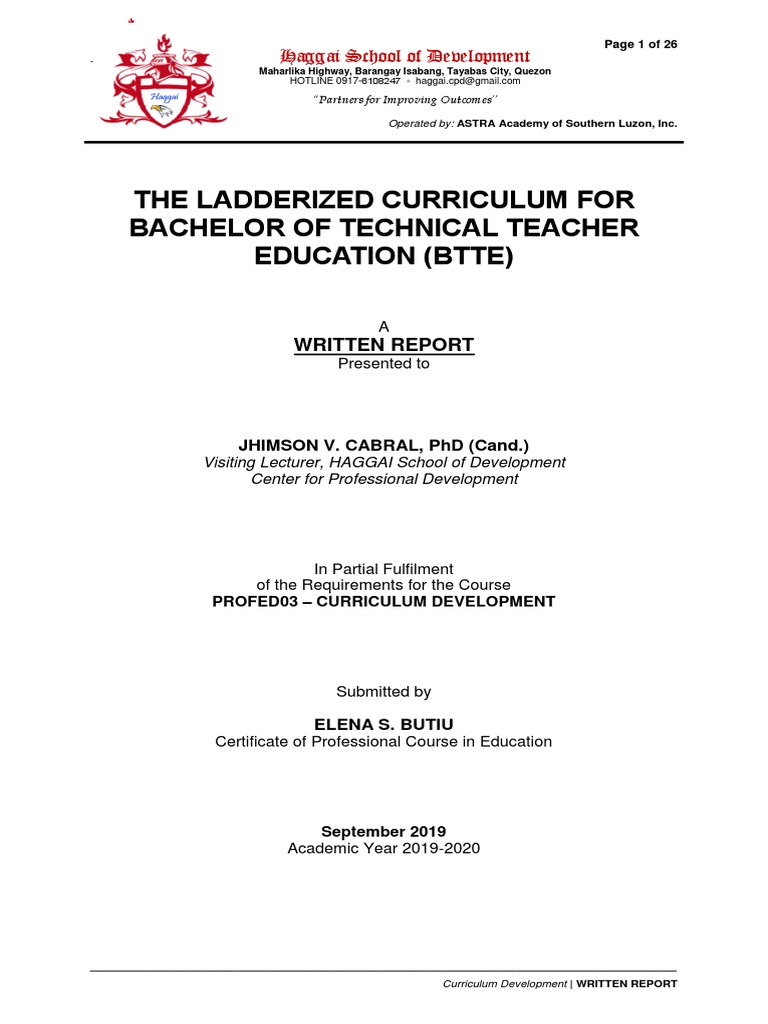 Written Report in Curriculum Development | PDF | Vocational Education ...