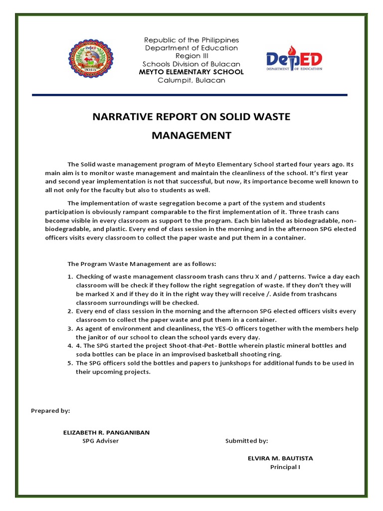 Meyto Elementary School Waste Management Report | PDF | Waste ...