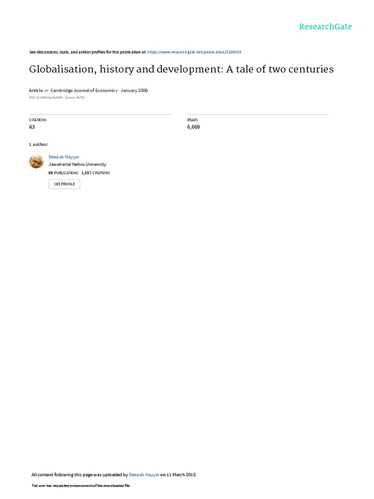 Globalisation's Historical Impact on Development | PDF | Free Trade ...