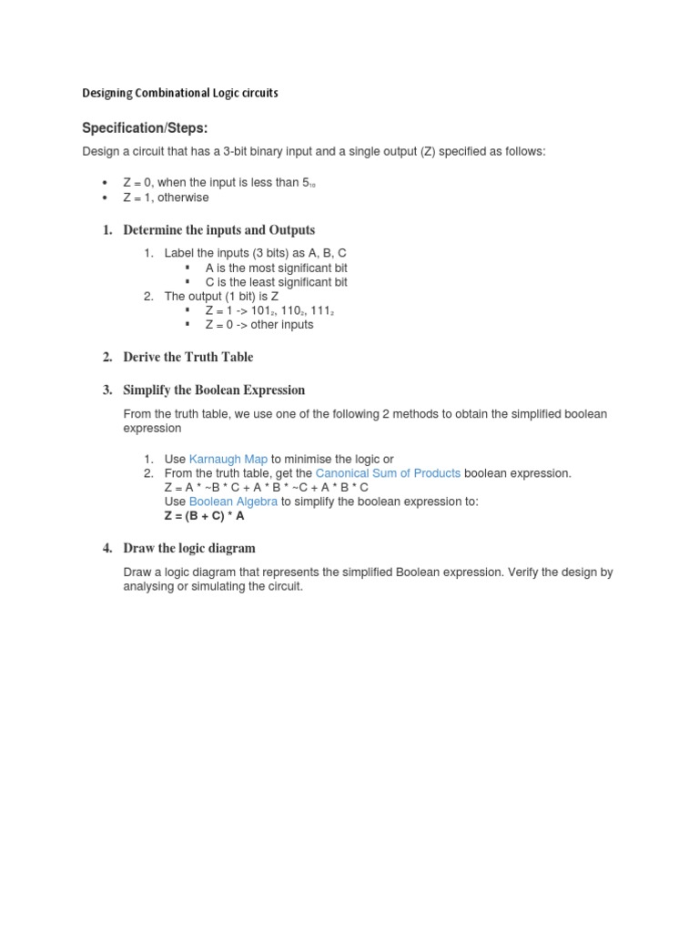 Designing Combinational Logic Circuits | PDF