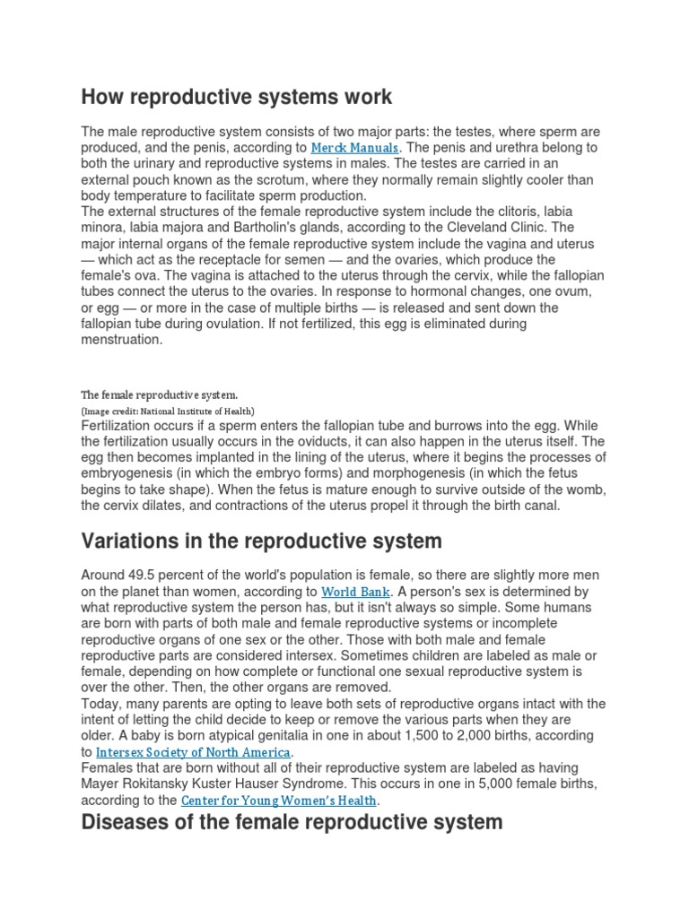 How Reproductive Systems Work: Merck Manuals | PDF | Reproductive ...