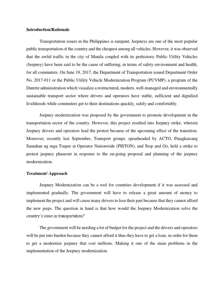 Introduction/Rationale | PDF | Transport | Business