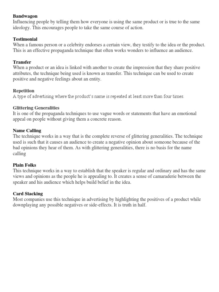 Propaganda Techniques | PDF | Propaganda | Communication