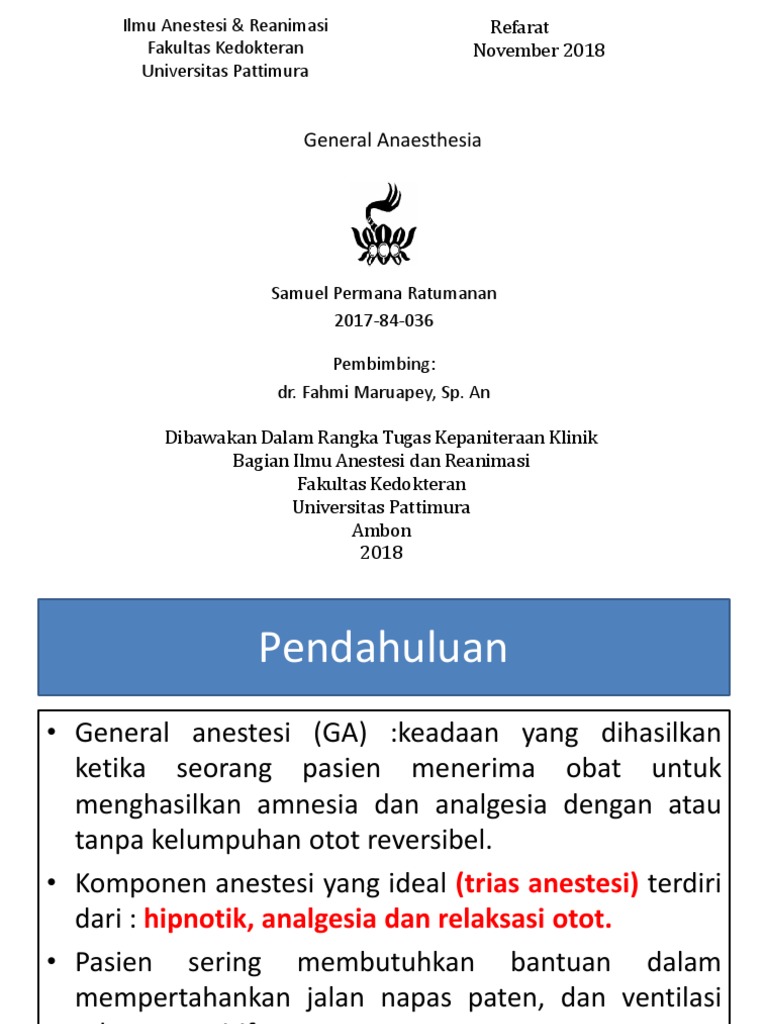 Teknik Anestesi GETA dalam Bedah | PDF