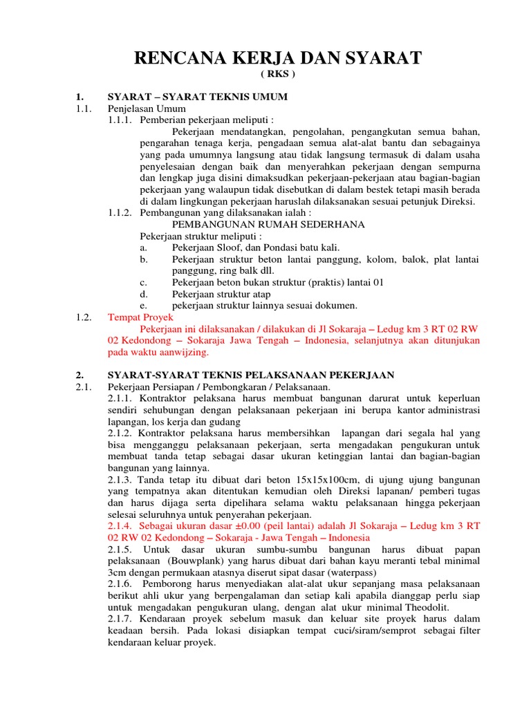 Rencana Kerja dan Syarat Proyek Gedung | PDF | Sains & Matematika ...