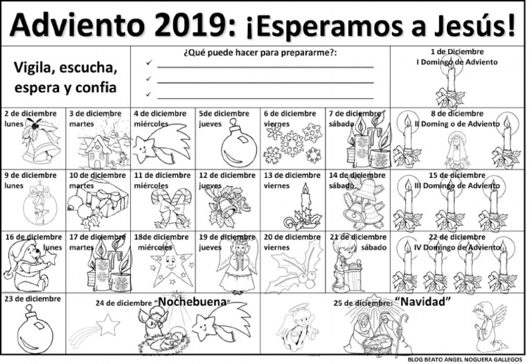 Calendario de Adviento 2019 para Colorear | PDF