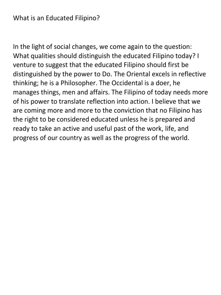 Educated Filipino: Action & Progress | PDF | Career & Growth | Self ...
