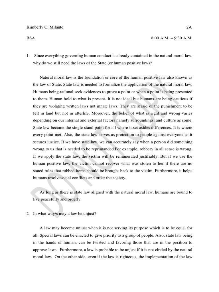 Ethics Midterm Exam | PDF | Good And Evil | Natural Law