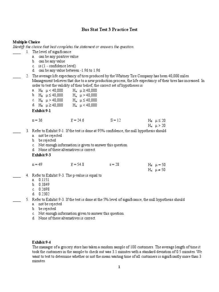 Statistical Hypothesis Testing Practice | PDF | P Value | Statistical ...