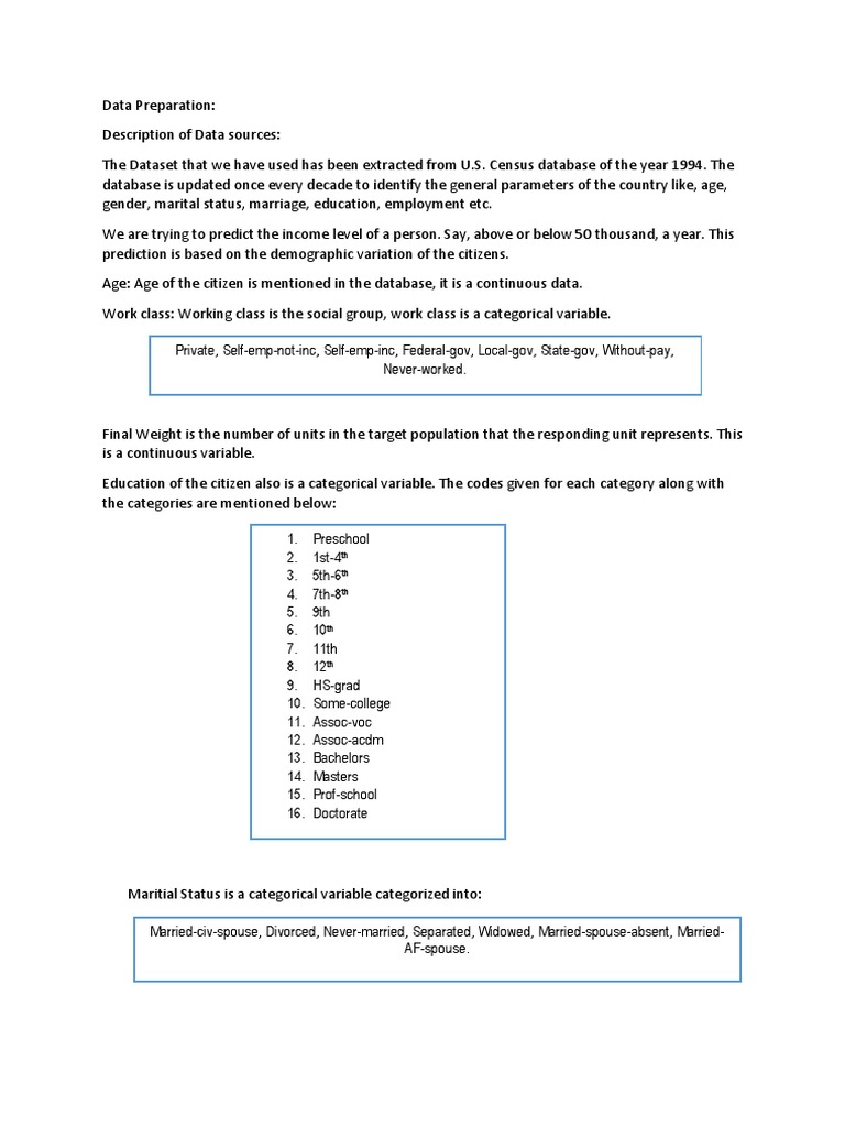 Data Preparation | PDF | Categorical Variable | Marriage